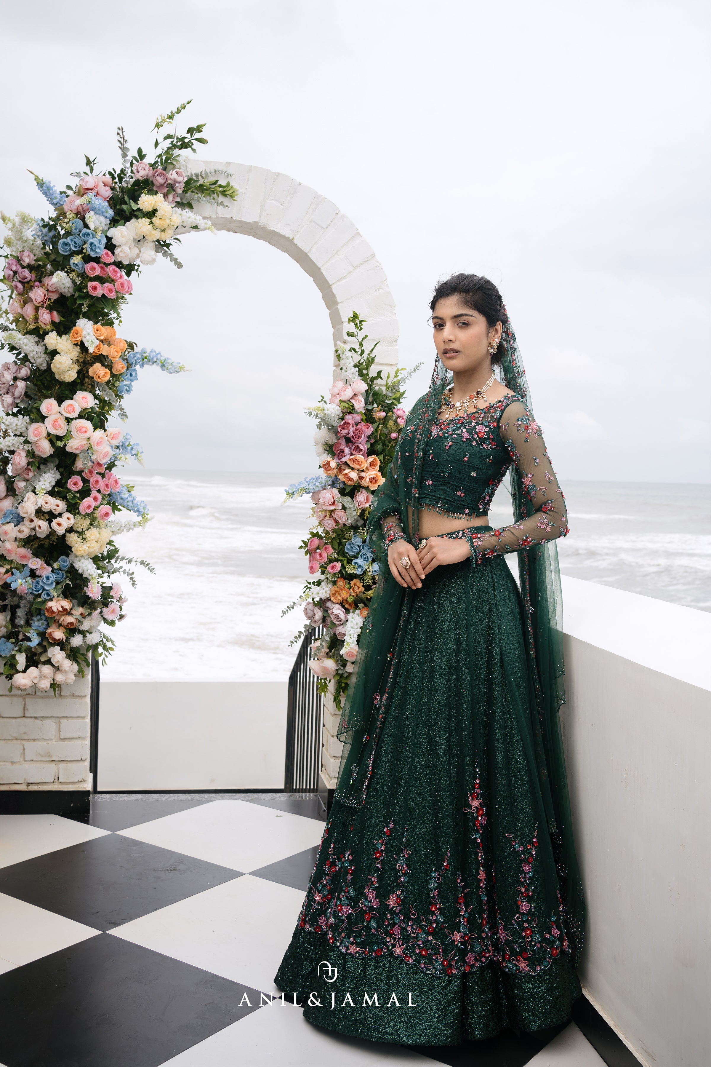 PARIS GREEN EMBROIDERED LEHENGA – Paris De Boutique